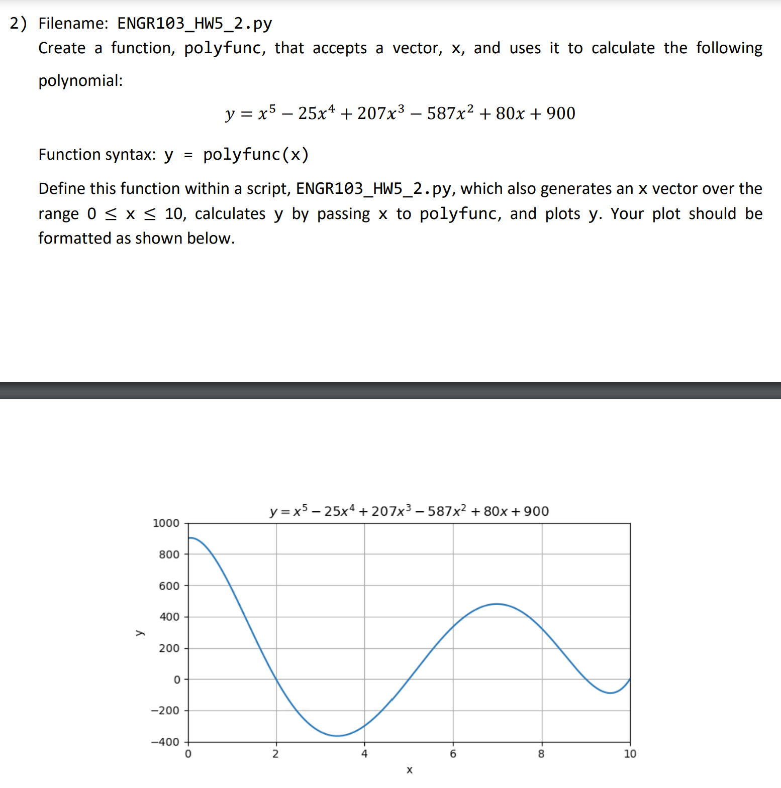 Solved 2) Filename: ENGR103_HW5_2.py Create a function, | Chegg.com