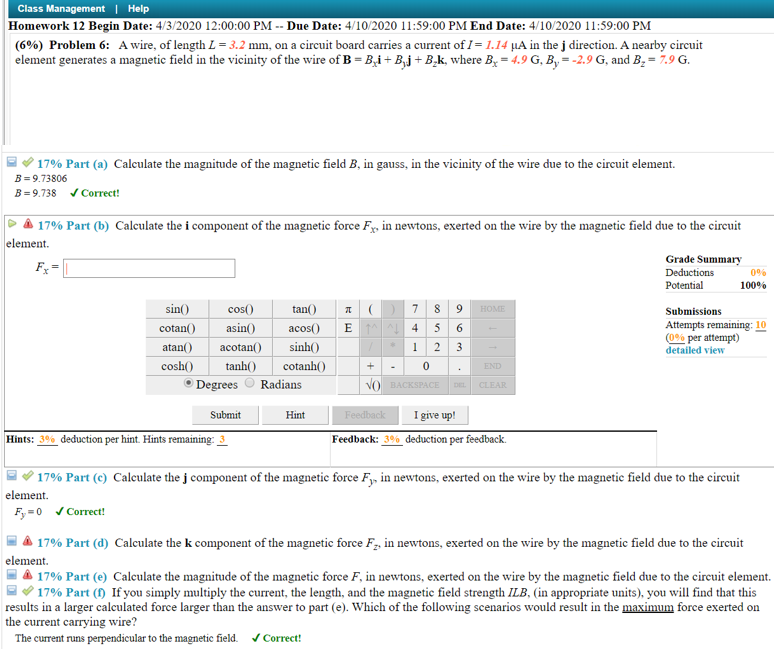 Solved Class Management | Help Homework 12 Begin Date: | Chegg.com