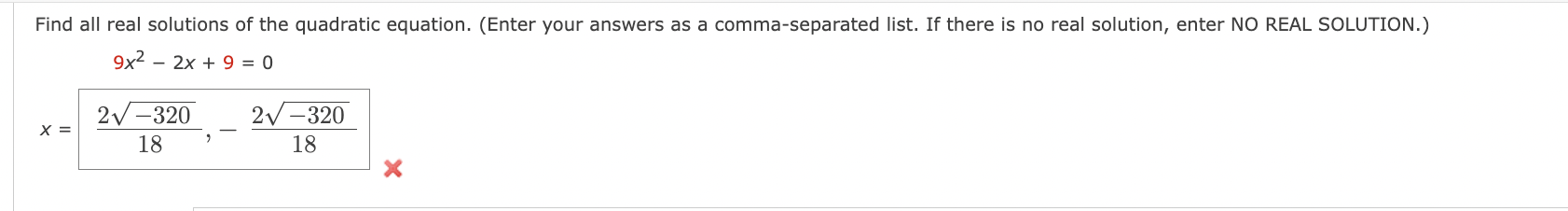 Solved Find all real solutions of the quadratic equation. | Chegg.com
