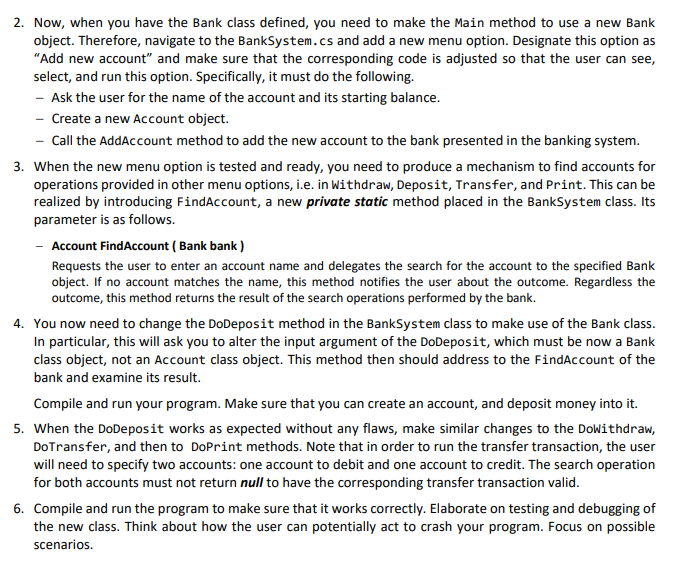 Solved I do not think my code for the Bank.cs and | Chegg.com