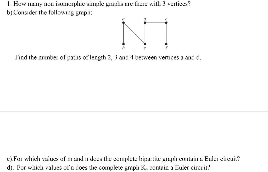 Solved 1. How many non isomorphic simple graphs are there | Chegg.com
