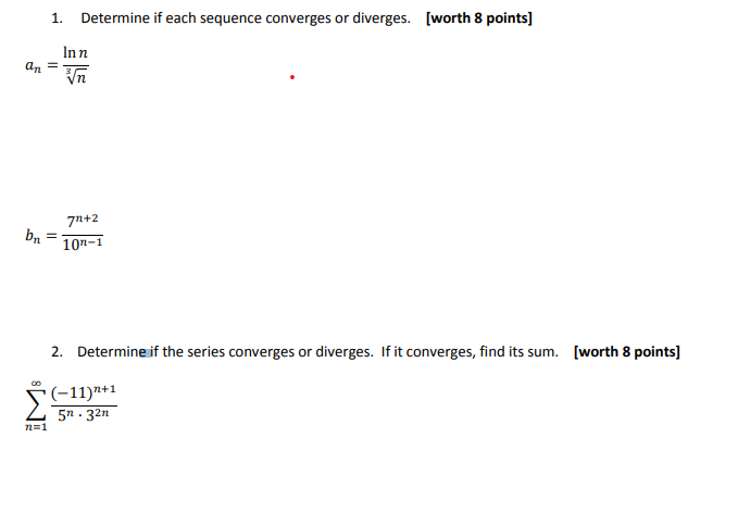 Solved 1. Determine if each sequence converges or diverges. | Chegg.com