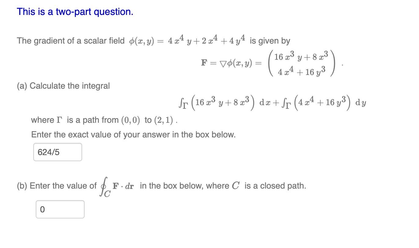 Solved This is a two-part question. The gradient of a scalar | Chegg.com