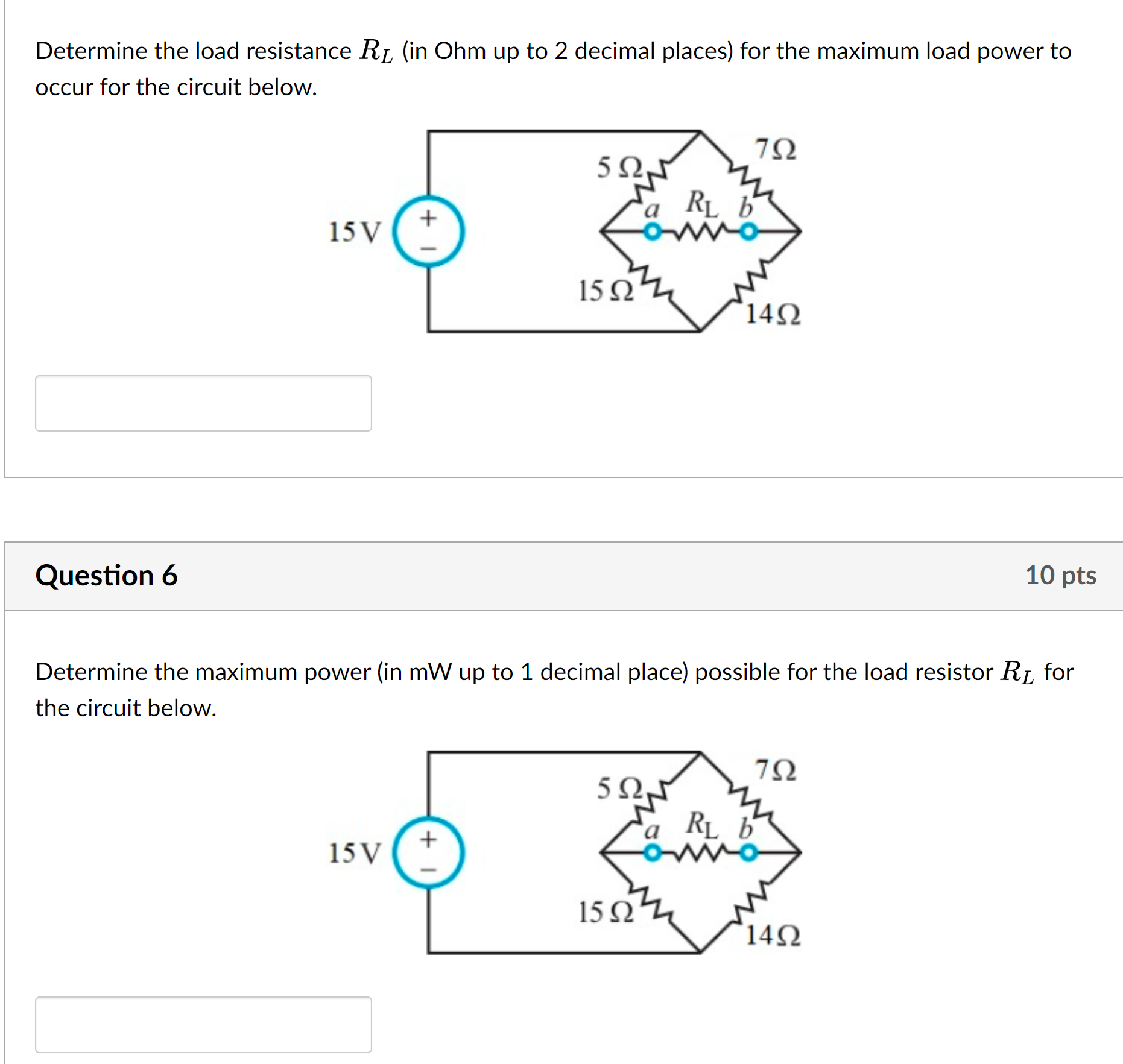 Solved Determine the load resistance RL (in Ohm up to 2 | Chegg.com
