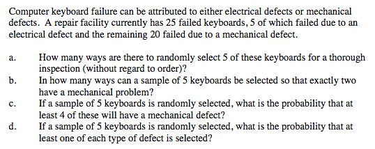 Solved a. Computer keyboard failure can be attributed to | Chegg.com