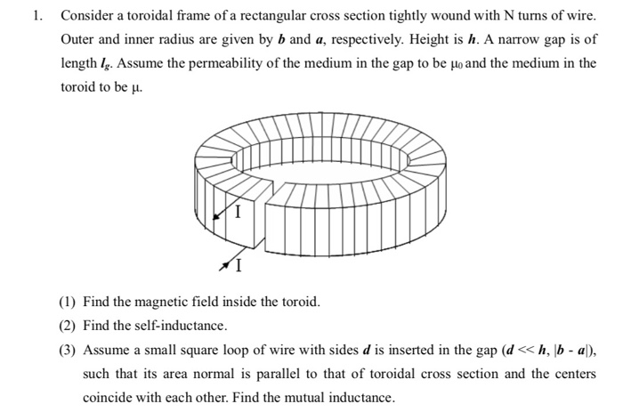 Solved 1. Consider a toroidal frame of a rectangular | Chegg.com