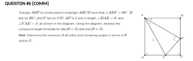 Solved B QUEISTON #6 [COMM] Triangle AEF is constructed in | Chegg.com