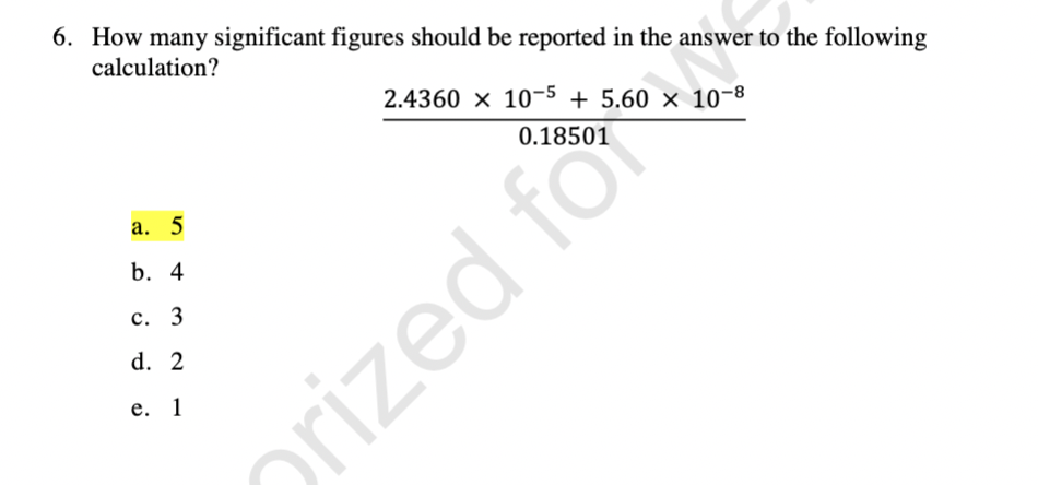 Solved 6. How many significant figures should be reported in | Chegg.com