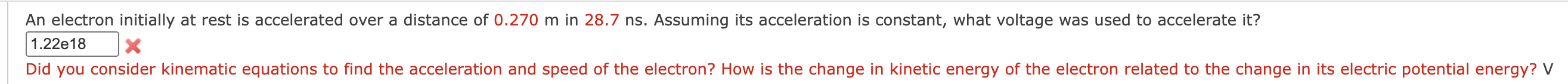 Solved An Electron Initially At Rest Is Accelerated Over A