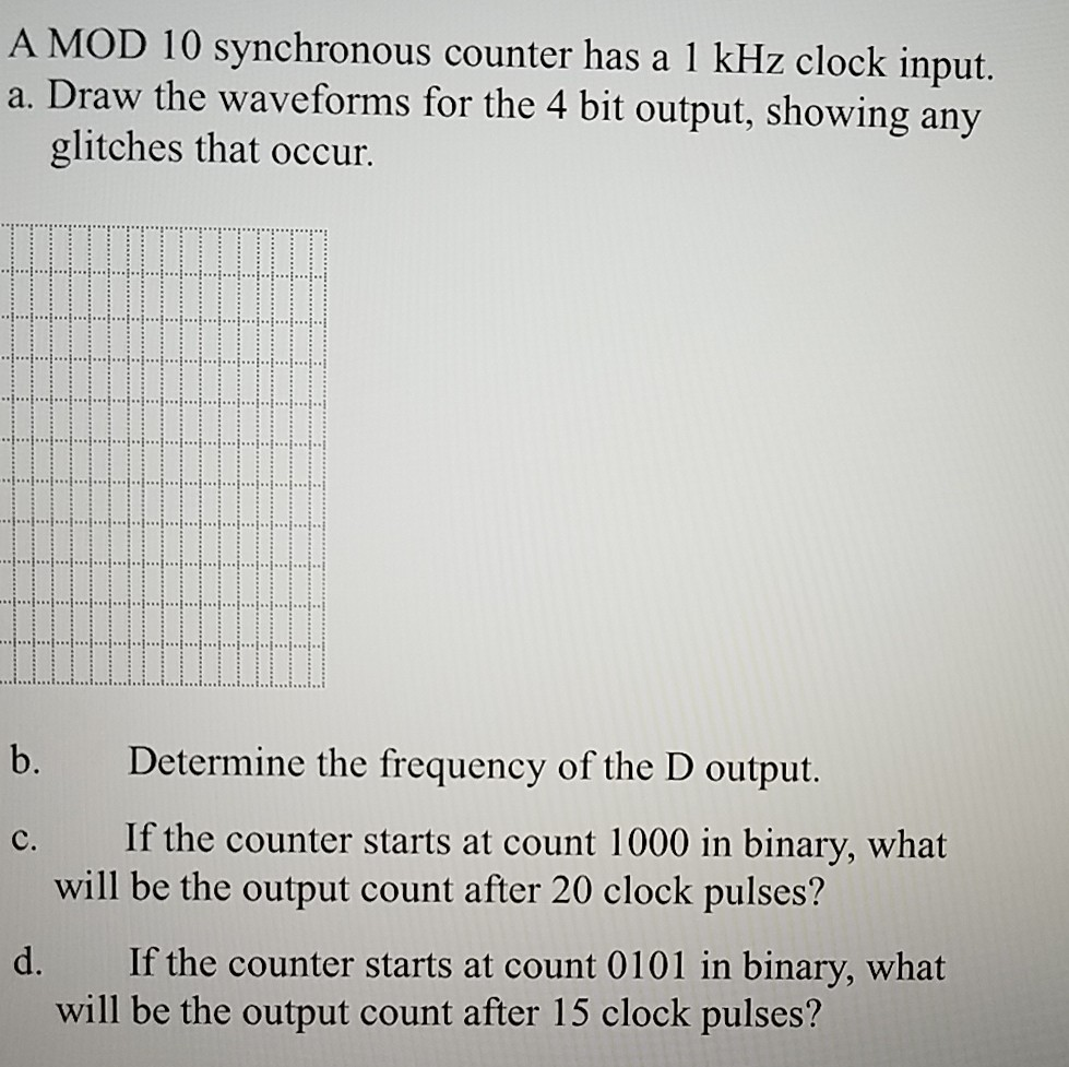 Solved A 10-bit counter has a 2.5 KHZ clock signal | Chegg.com