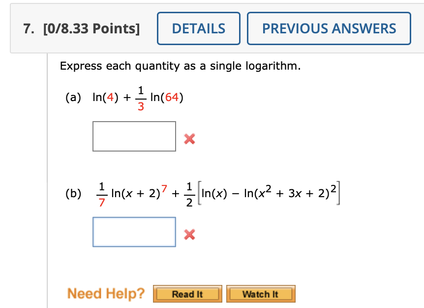 Solved Express each quantity as a single logarithm. (a) | Chegg.com
