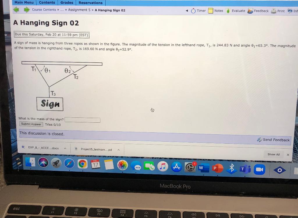 Solved Main Menu Contents Grades Reservations Course | Chegg.com