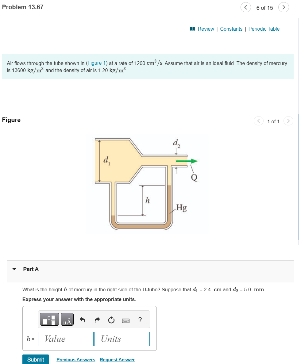 Solved Air flows through the tube shown in (Figure 1) ﻿at a | Chegg.com