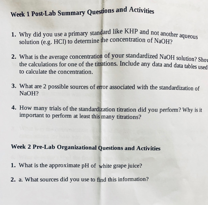 Solved Week 1 Post-Lab Summary Questions and Activities 1. | Chegg.com