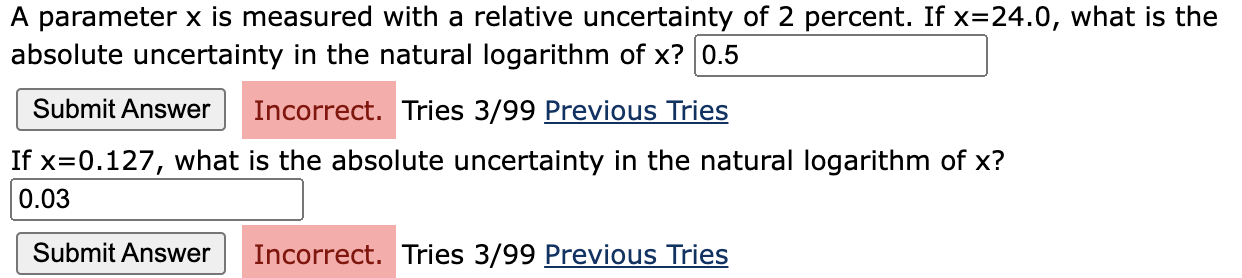 Solved A parameter x is measured with a relative uncertainty | Chegg.com