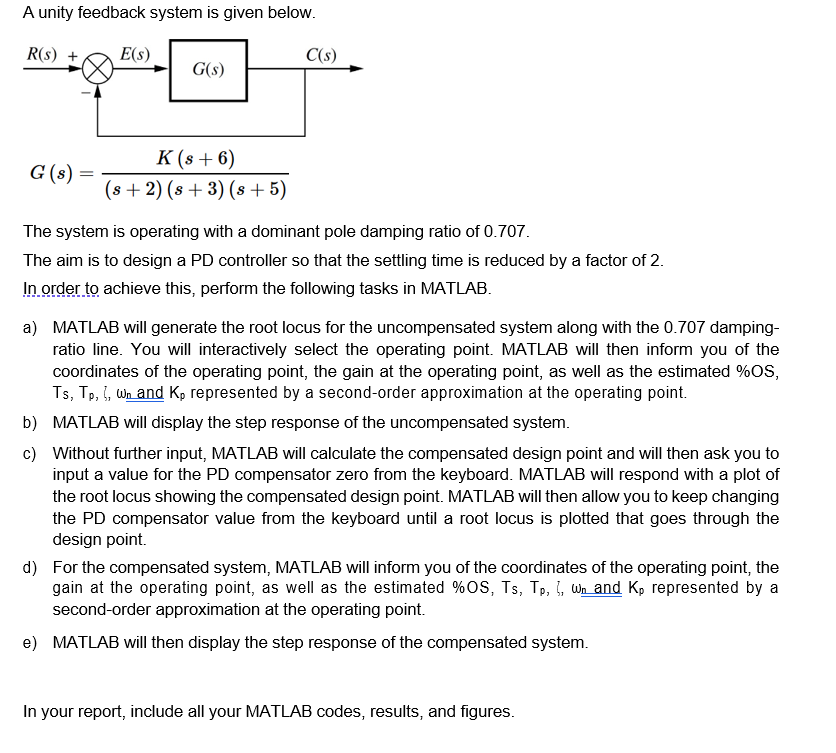 Solved A unity feedback system is given below. | Chegg.com