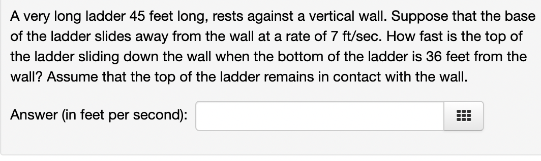 Solved A very long ladder 45 feet long, rests against a | Chegg.com
