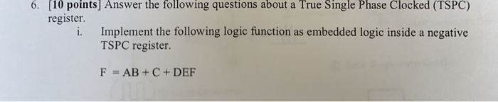 Solved 6. [10 points] Answer the following questions about a | Chegg.com