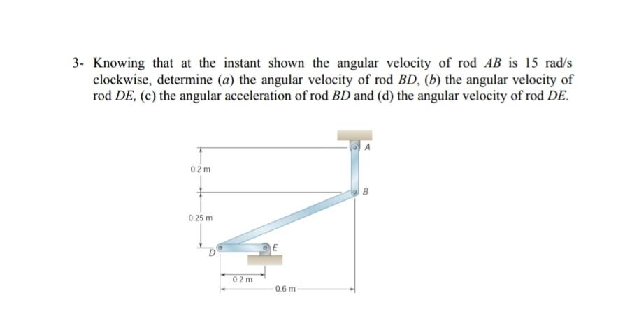 Solved 3- Knowing that at the instant shown the angular | Chegg.com