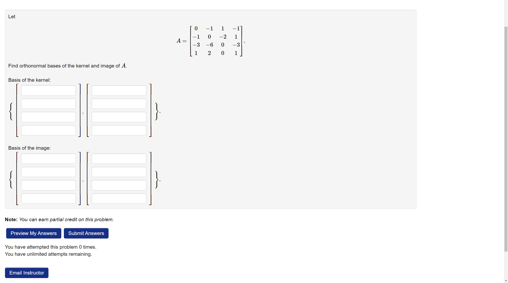 Solved \\[ A=\\left[\\begin{array}{ccc} -1 & 0 & 10 \\\\ 5 & | Chegg.com