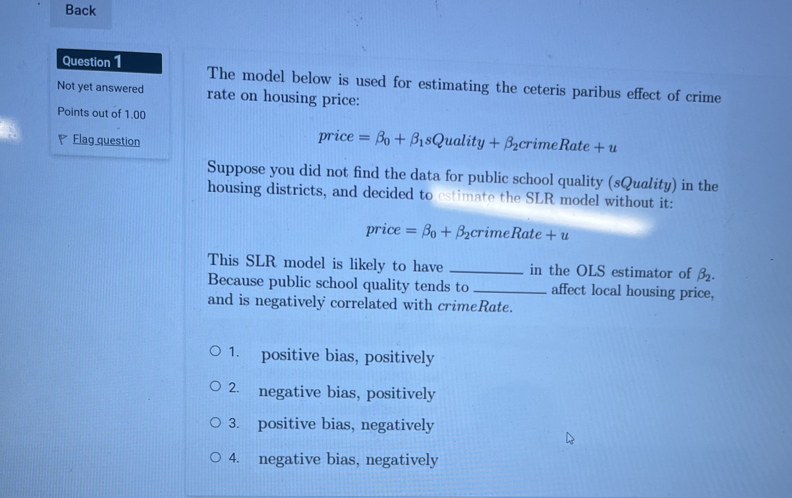 Solved The model below is used for estimating the ceteris | Chegg.com