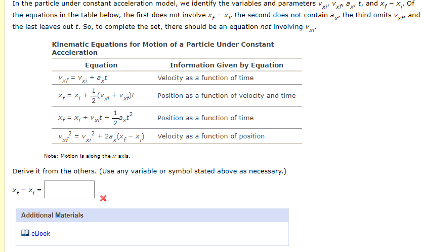 Solved In the particle under constant acceleration model, we | Chegg.com