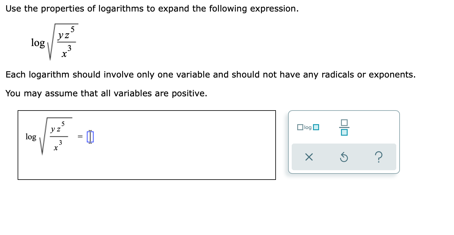 Solved Use the properties of logarithms to expand the | Chegg.com