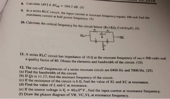 Solved s. Calculate lAVI if AVap -104.7 dB.(5) In a series | Chegg.com