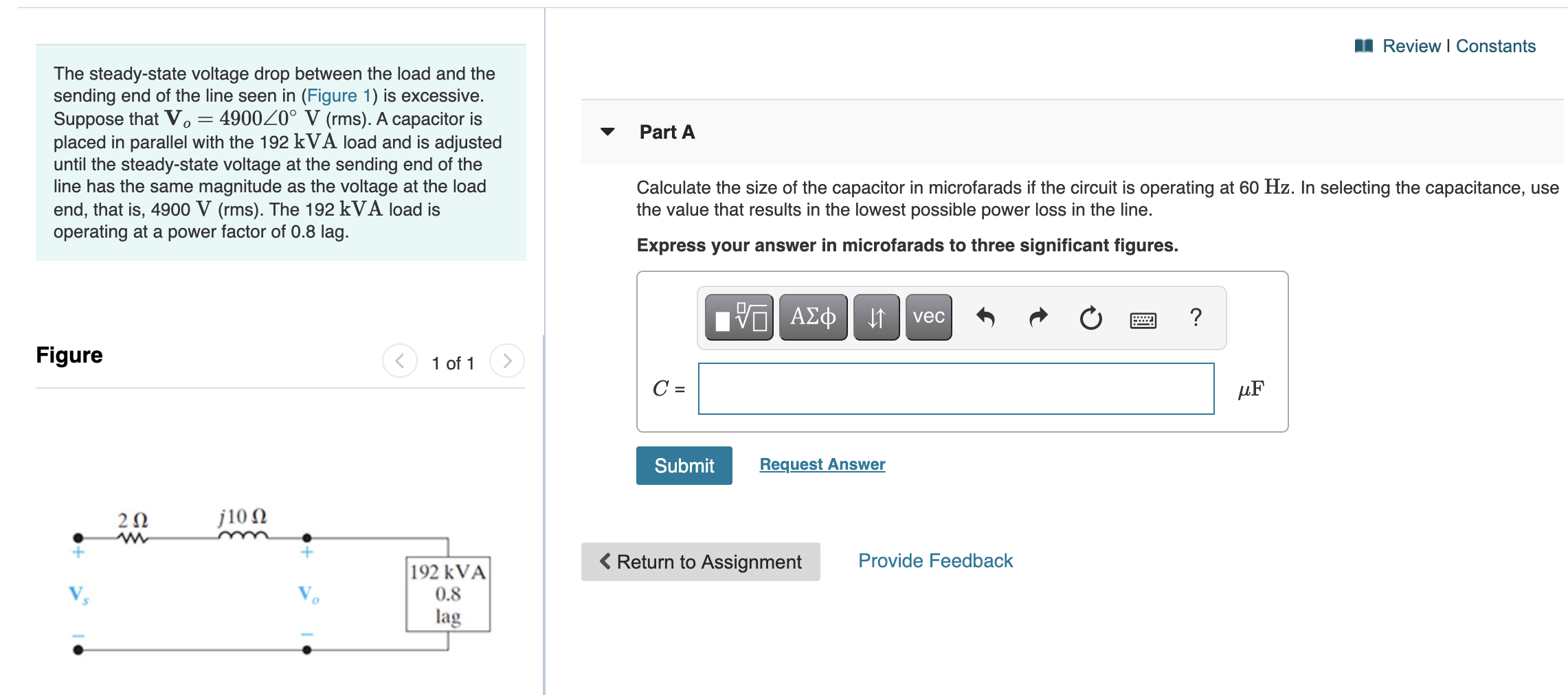 Solved | Review | Constants Part A The steady-state voltage | Chegg.com