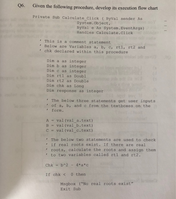 Solved Q6. Given the following procedure, develop its | Chegg.com