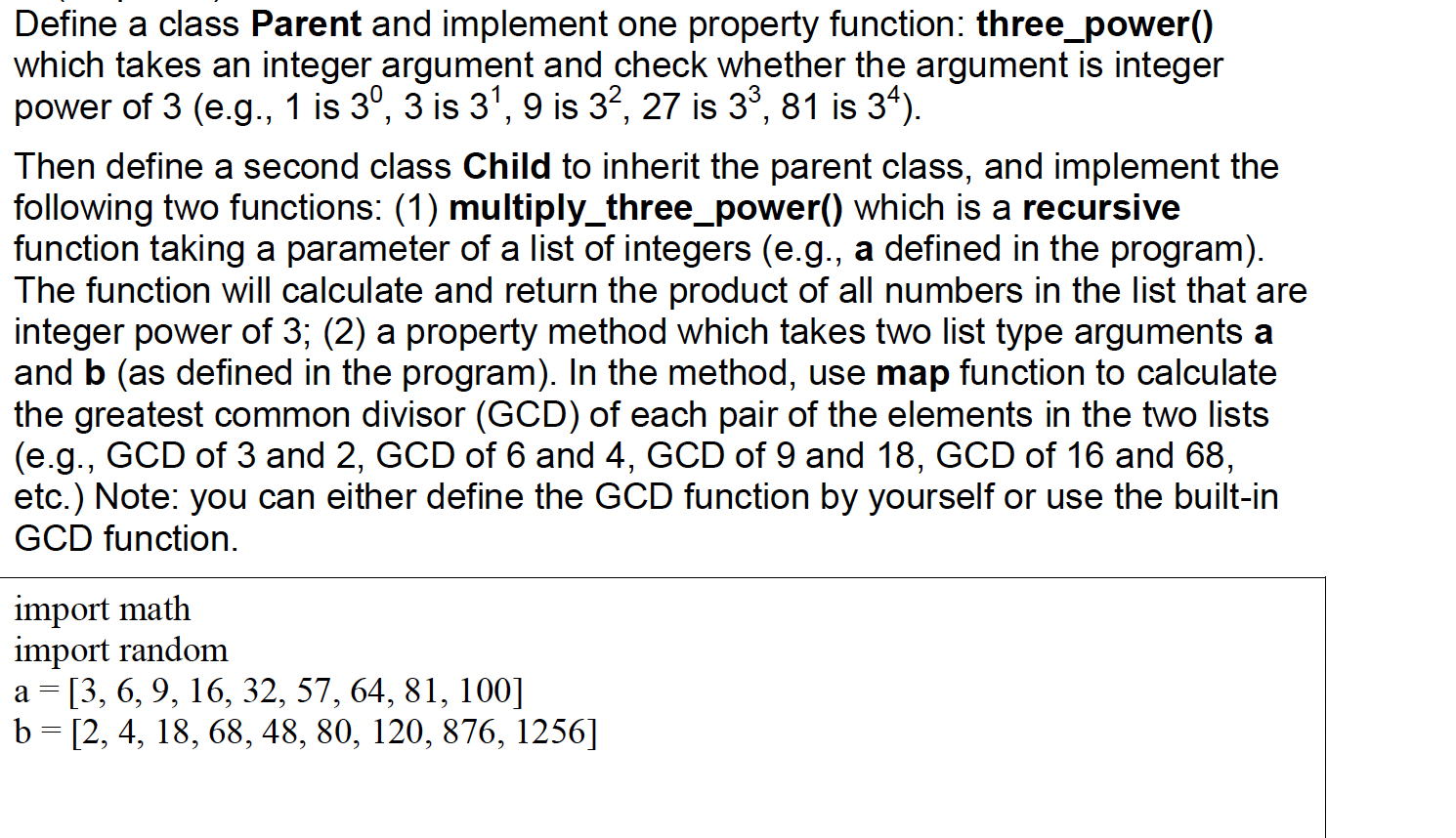 1 ។ 1 Define a class Parent and implement one | Chegg.com