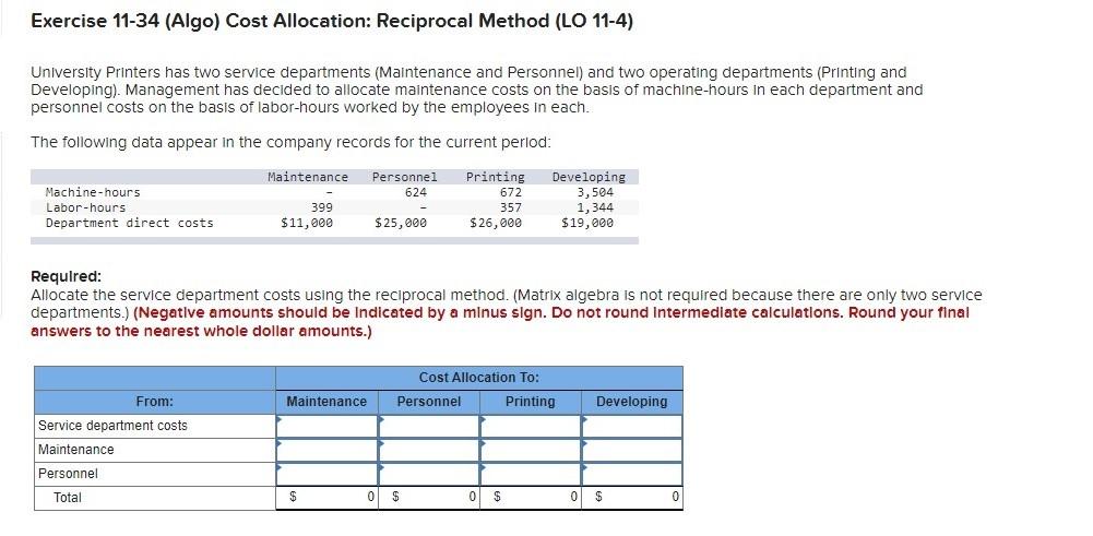Solved Exercise 11-51 (Algo) Physical Quantities Method (LO | Chegg.com