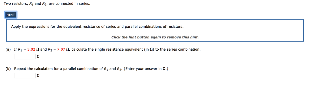 Solved Two resistors, R1 and R2, are connected in series. | Chegg.com