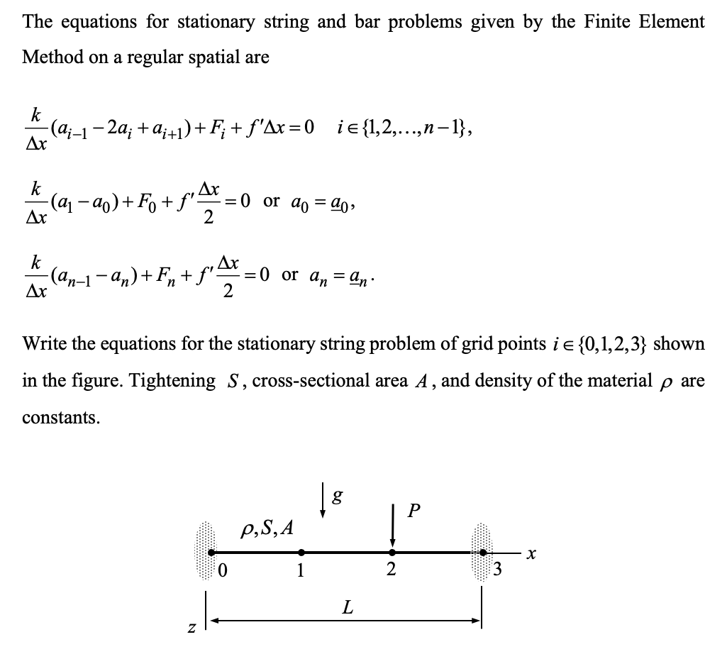 Solved The equations for stationary string and bar problems | Chegg.com