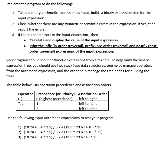 Solved Implement a program to do the following: 1. Takes a | Chegg.com