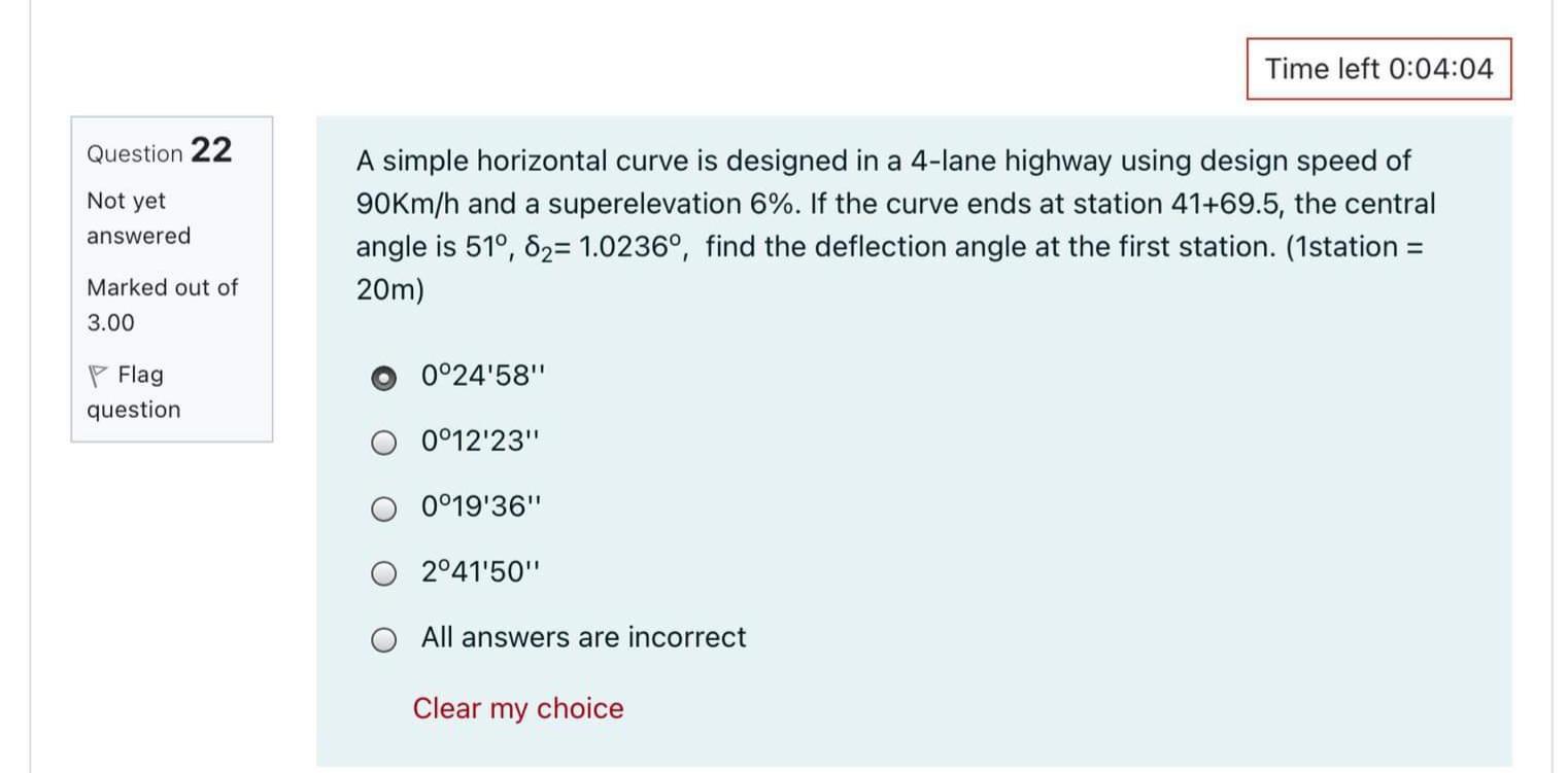 Solved A simple horizontal curve designed in a 4-lane | Chegg.com