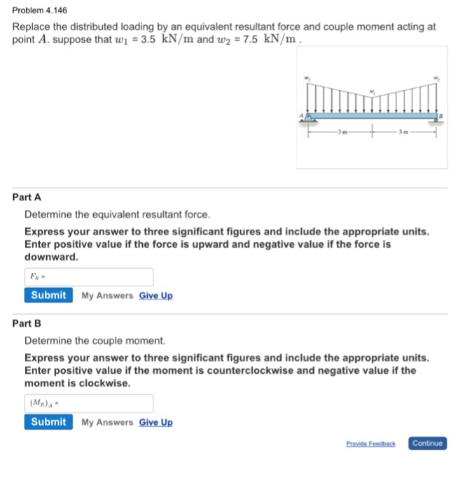 Solved Problem 4.146 Replace the distributed loading by an | Chegg.com