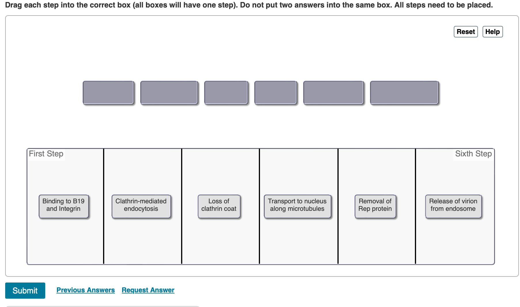 Solved Drag each step into the correct box in order that | Chegg.com