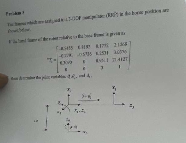 Solved Problem 3 The tranes abich are assigned to a 3-DOF | Chegg.com