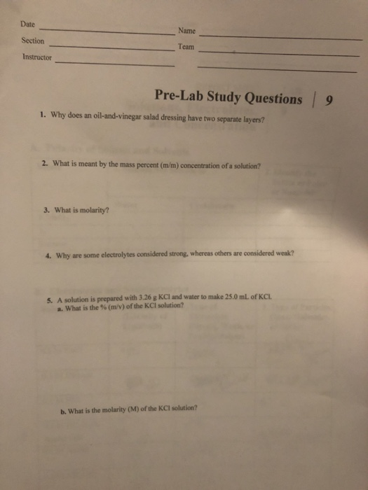 Solved Date Section Instructor Name Team Pre-Lab Study | Chegg.com