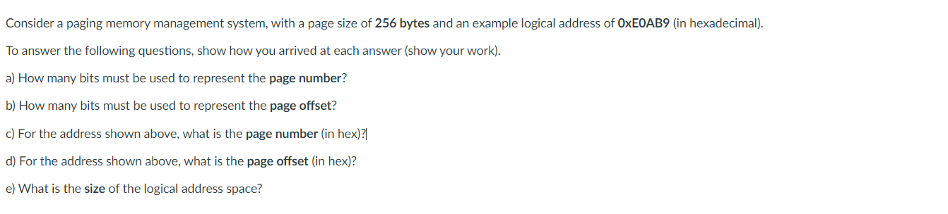 Solved Consider a paging memory management system, with a | Chegg.com