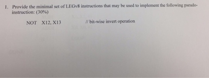 Solved Provide the minimal set of LEGv8 instructions that | Chegg.com