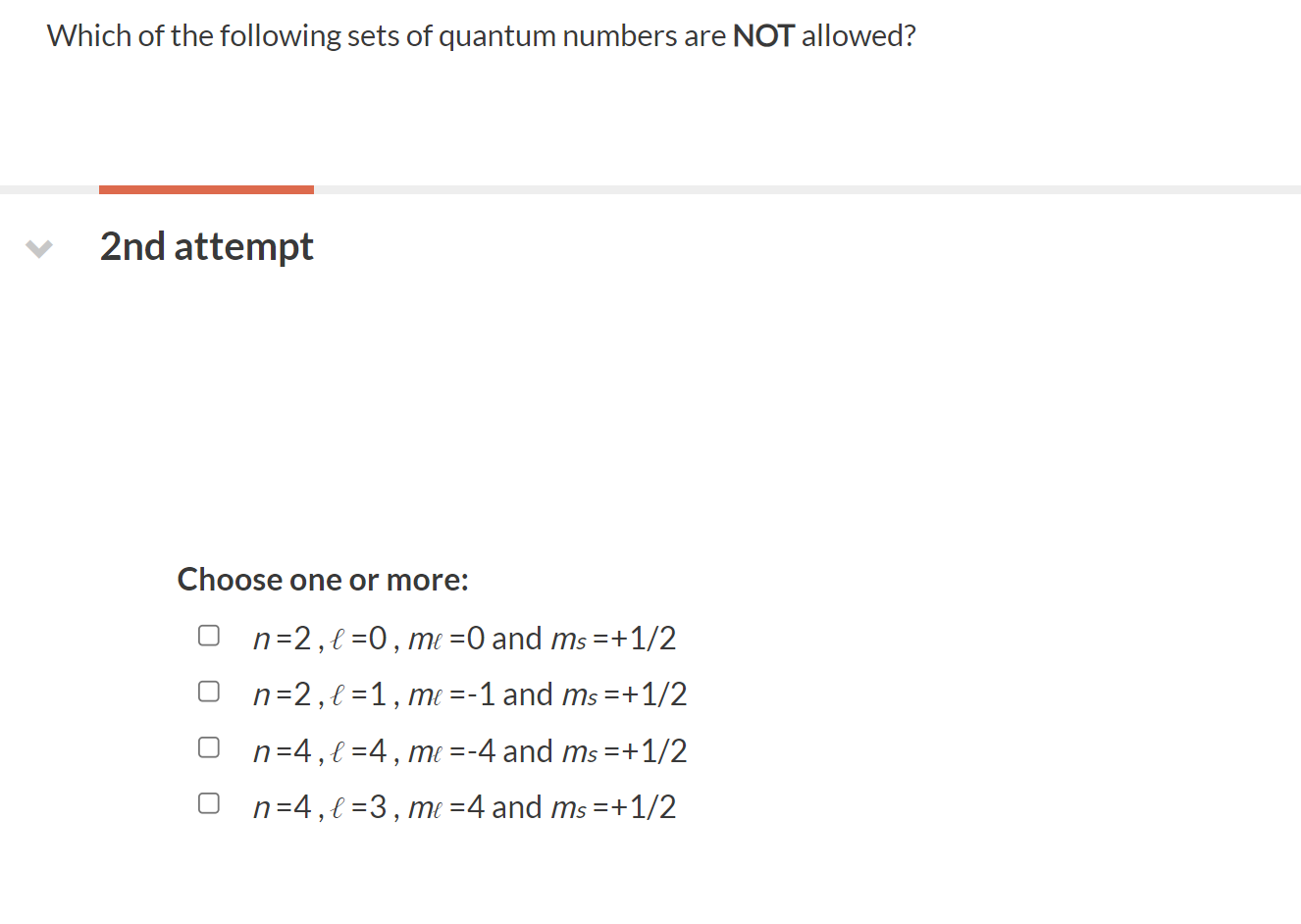 Solved Which of the following sets of quantum numbers are | Chegg.com
