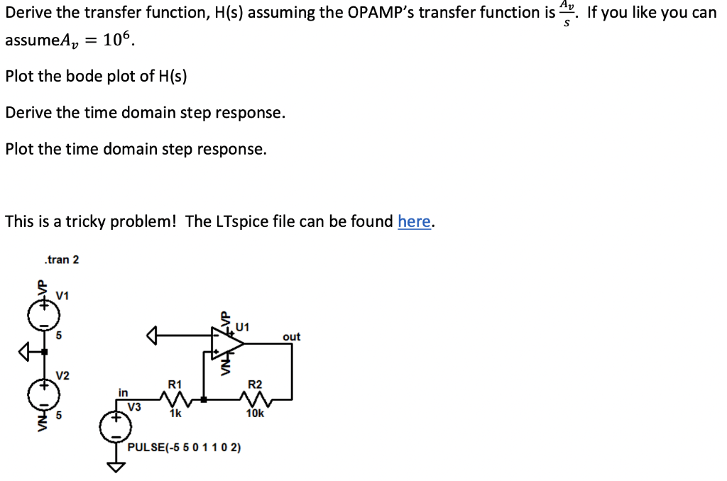 Derive the transfer function, H(s) assuming the | Chegg.com