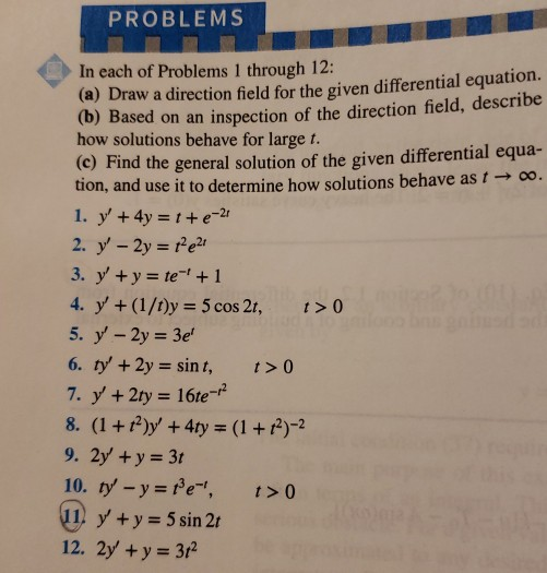 Solved PROBLEMS In each of Problems 1 through 12: (a) Draw a | Chegg.com
