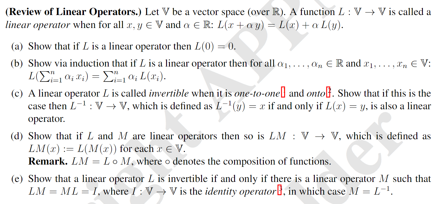 Solved (Review of Linear Operators.) Let V be a vector space | Chegg.com