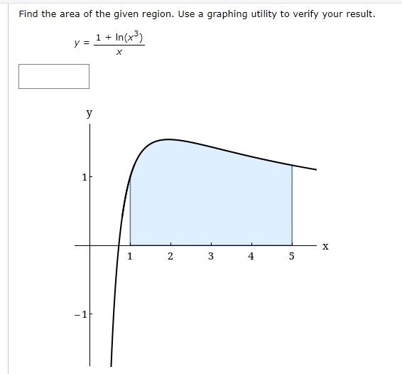 Solved Find the area of the given region. Use a graphing | Chegg.com