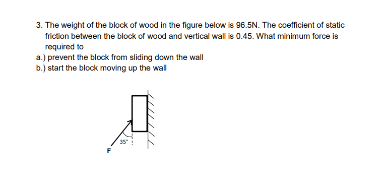 Solved 3. The weight of the block of wood in the figure | Chegg.com