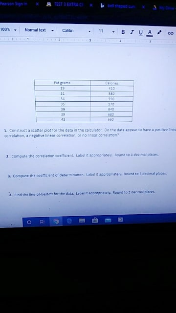 Solved Benson TEST EXTRAC_ be 100%. Normal text - Calibri - | Chegg.com