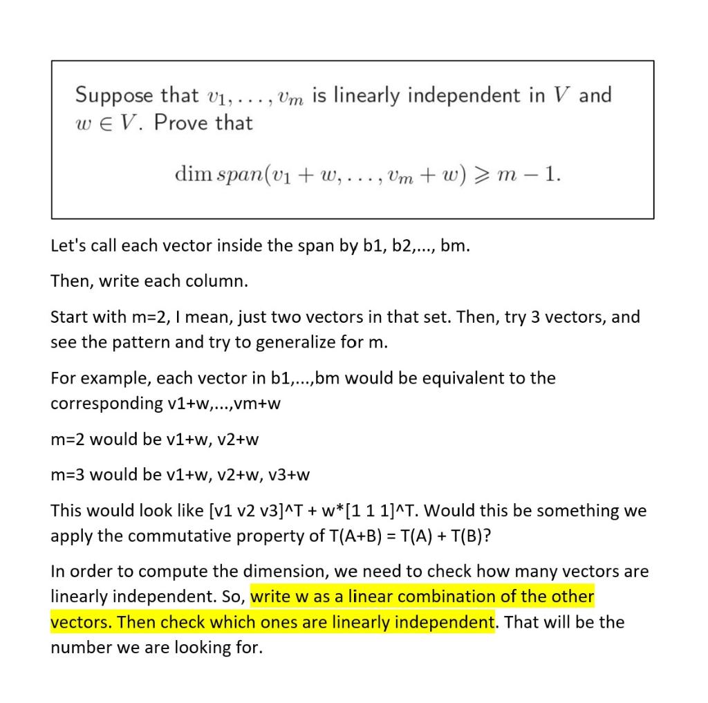 Solved Suppose that v1, ..., Vm is linearly independent in V | Chegg.com